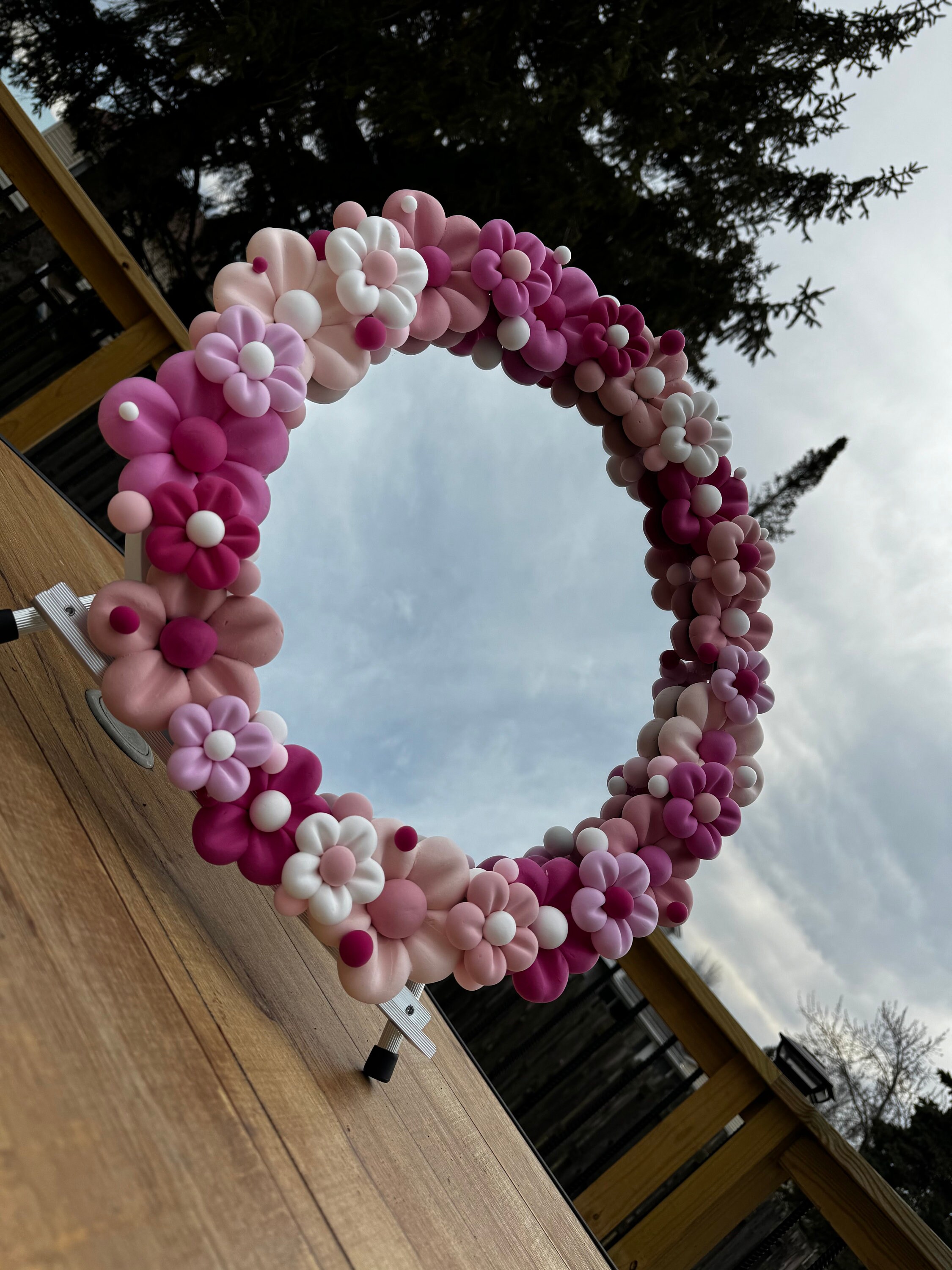 Pink Floral Round Mirror Medium - Etsy