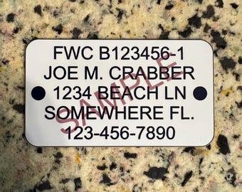 Crab Lobster Trap Pot ID Tags SET of 5 Custom 3d-printed Plastic Glue ...