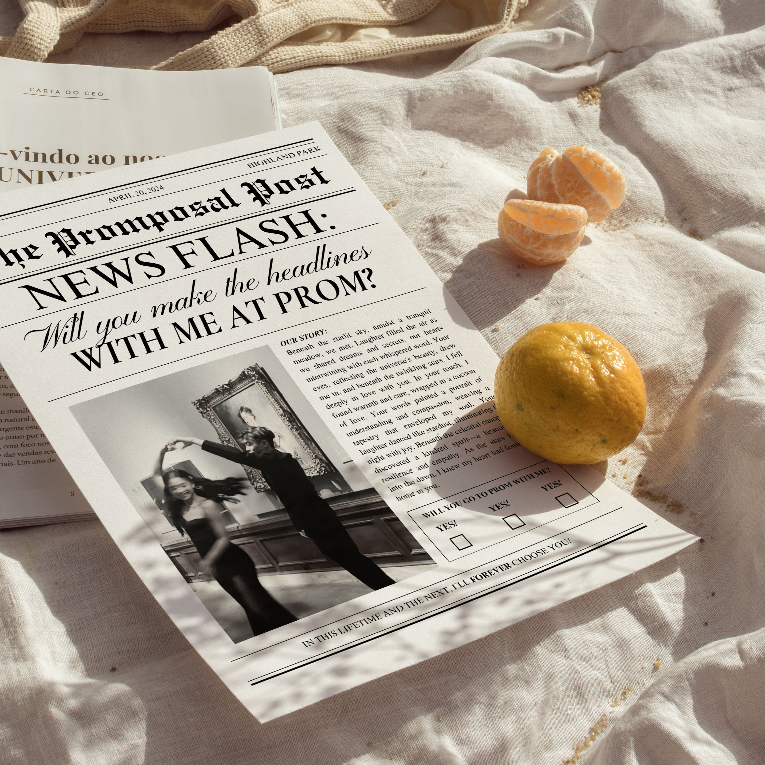 Prom Proposal Newspaper Bouquet Wrap, Custom Newspaper, Dance Proposal ...