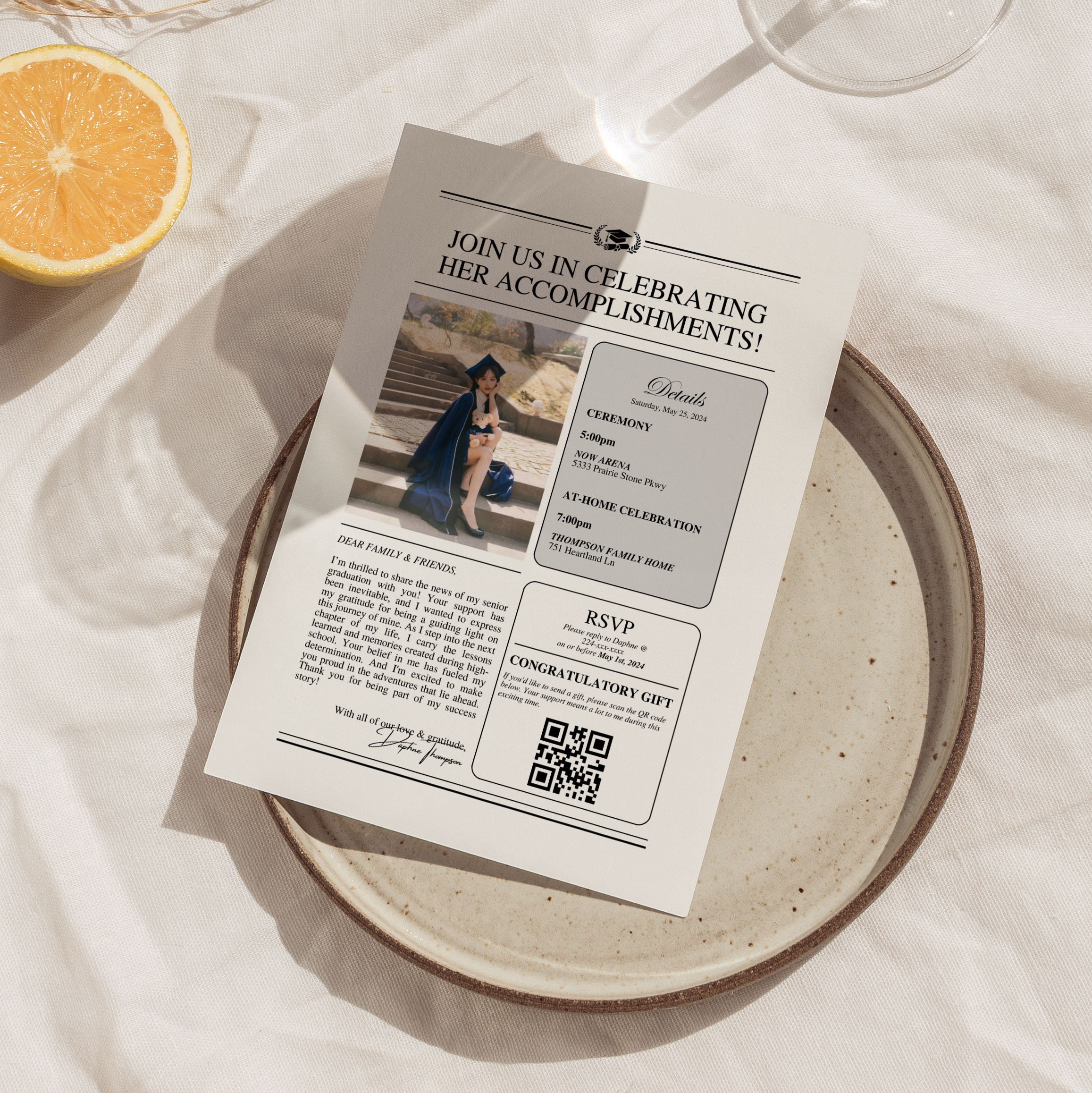 Graduation Invitation Template, Senior Graduate Announcement Template ...