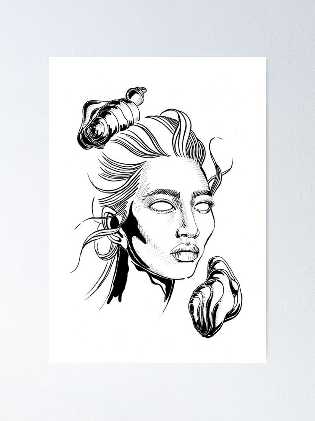 MINDLESS // Art Print, Ink Illustration, Woman Art, Female Portrait ...