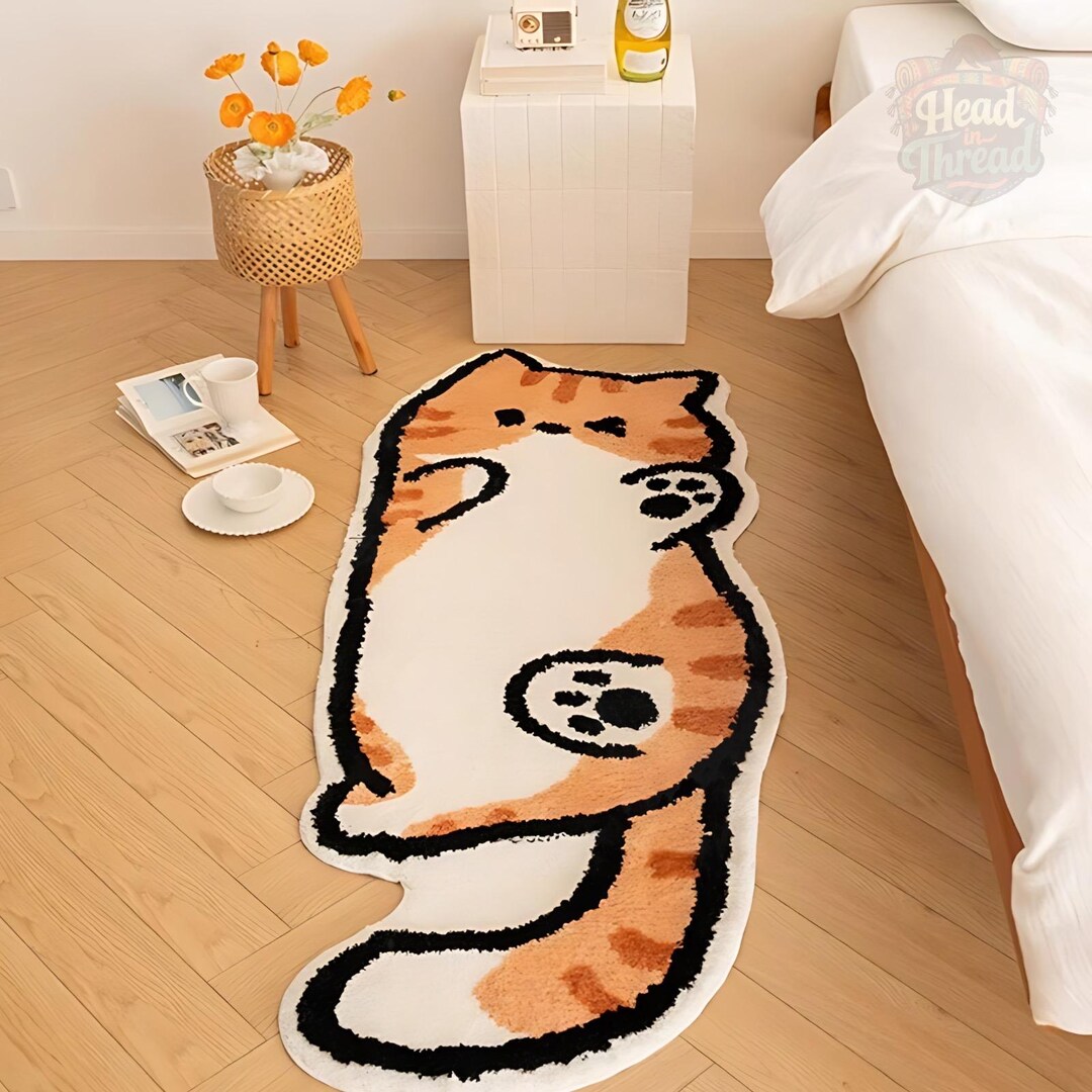 Kitten Scruffy Rug Cute Cat Shaggy Rug Handmade Kitty Floor Mat Cozy ...