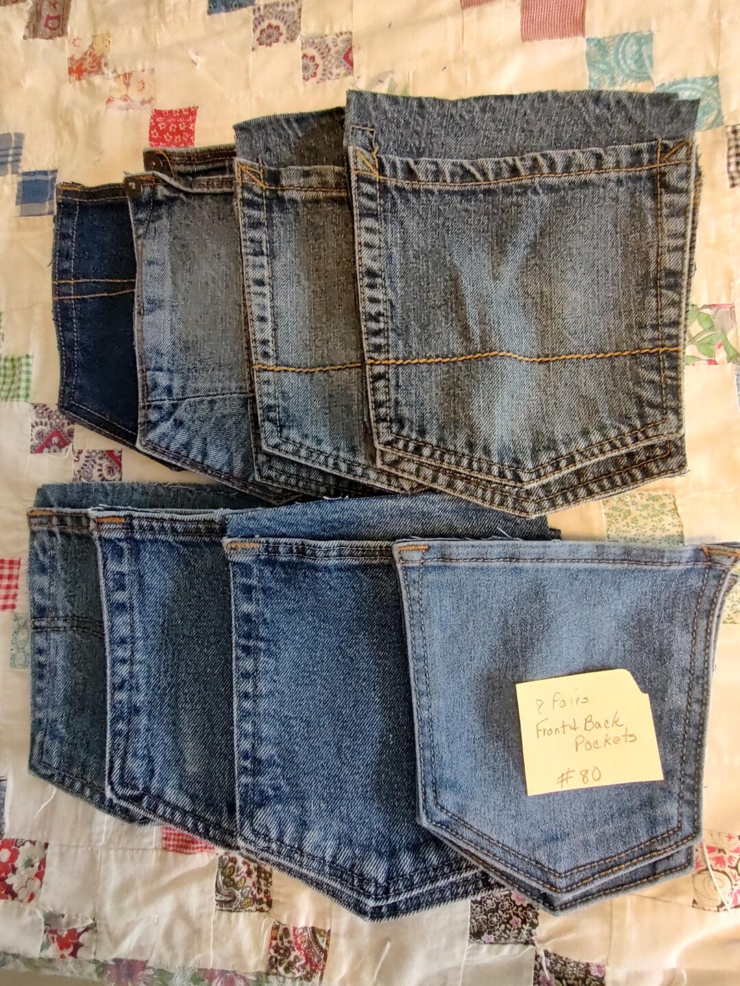 Repurposed, 8 Pairs of Jean Pockets Front and Back (16 Pockets), Item ...