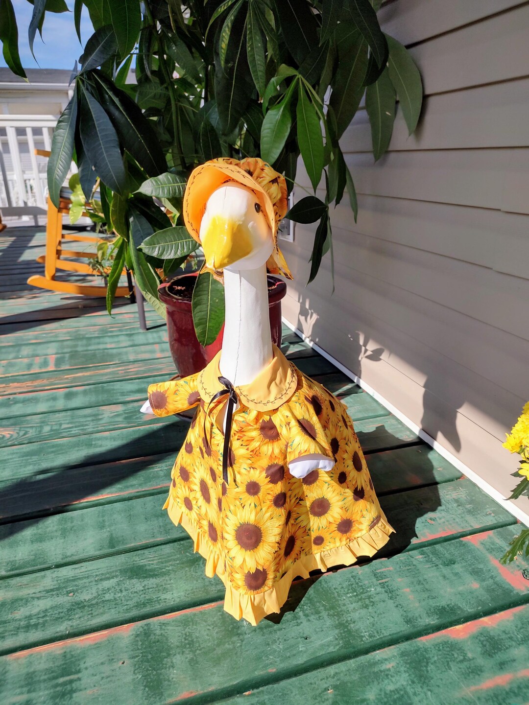 Goose Outfit Fall Vibrent and Rich Sunflowers Galore Porch Goose ...