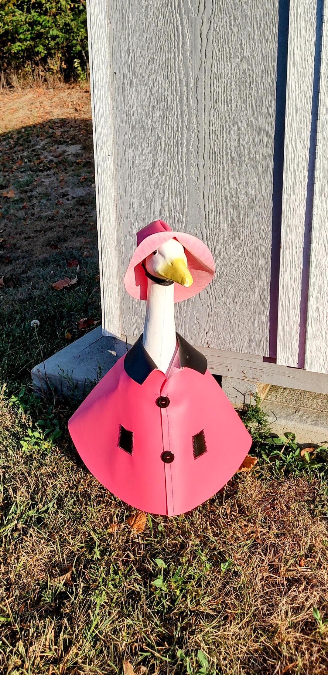 Pink Raincoat Goose Outfit - Traditional Seafarer's Hat Held by "velcro ...