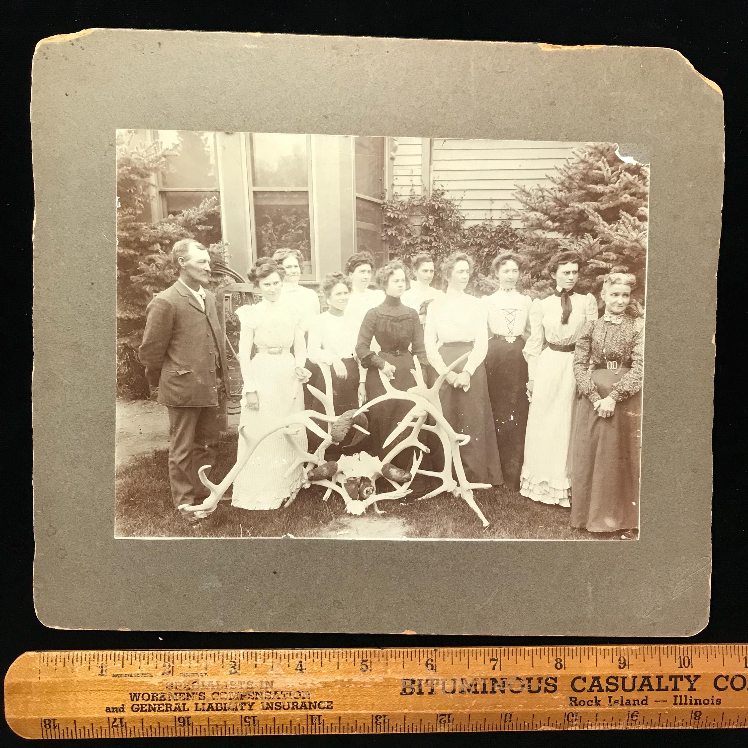 Victorian Women With Antler Pile Cabinet Card//vintage Victorian Elk ...