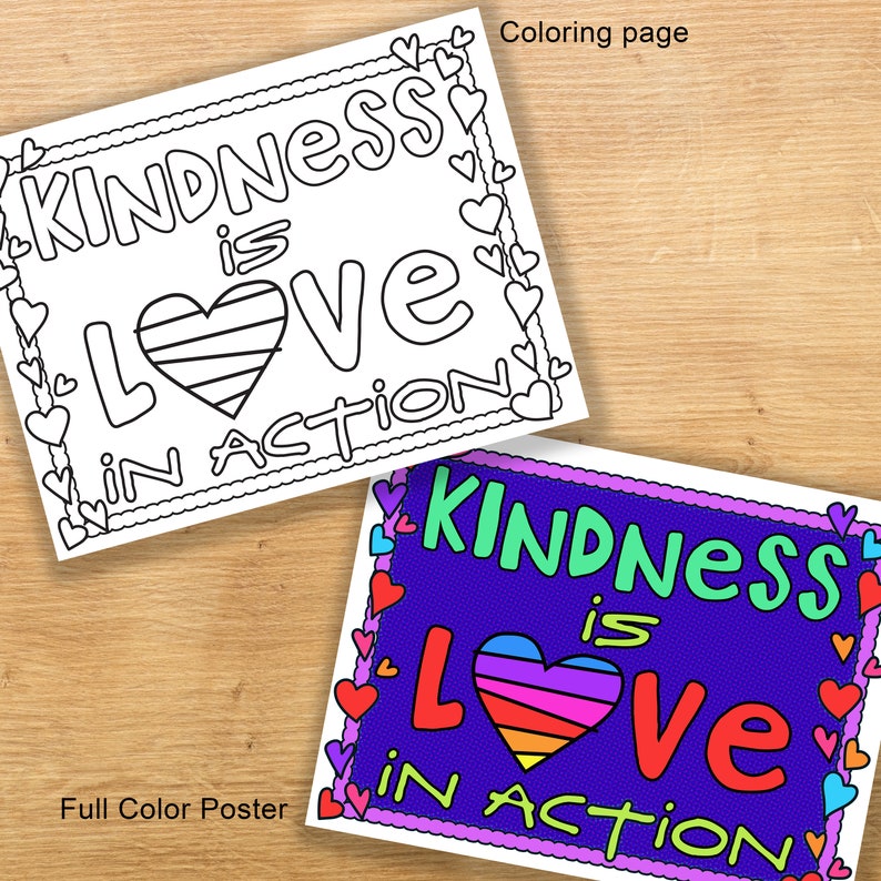 Kindness Posters and Coloring Sheets - Etsy
