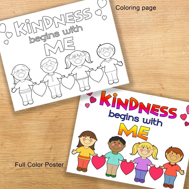 Kindness Posters and Coloring Sheets - Etsy