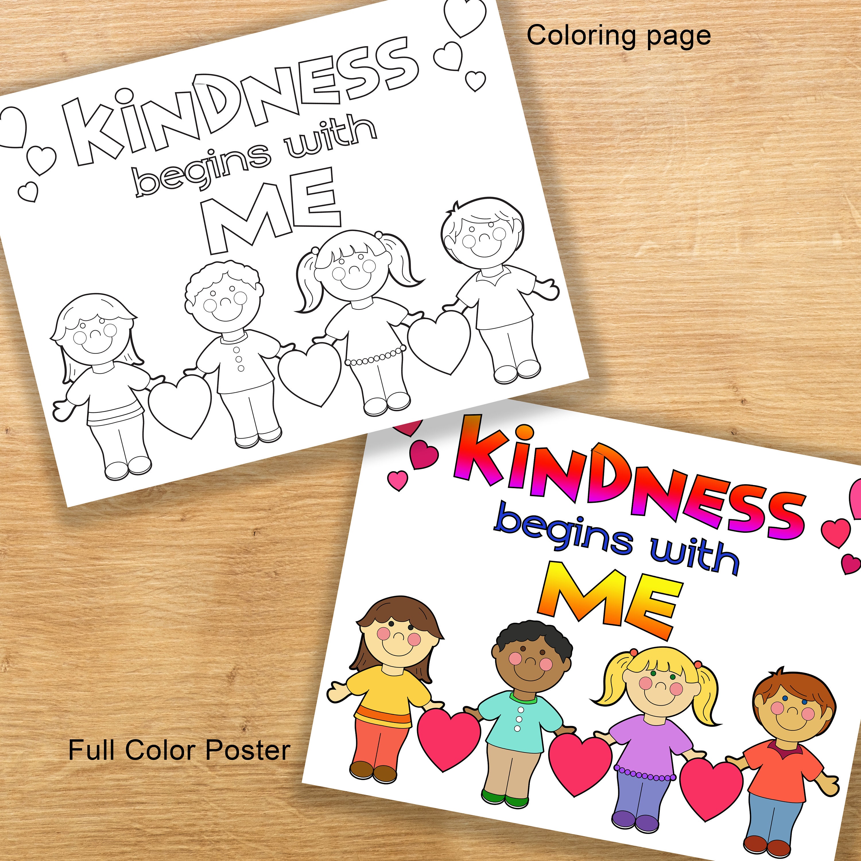 Kindness Posters and Coloring Sheets - Etsy