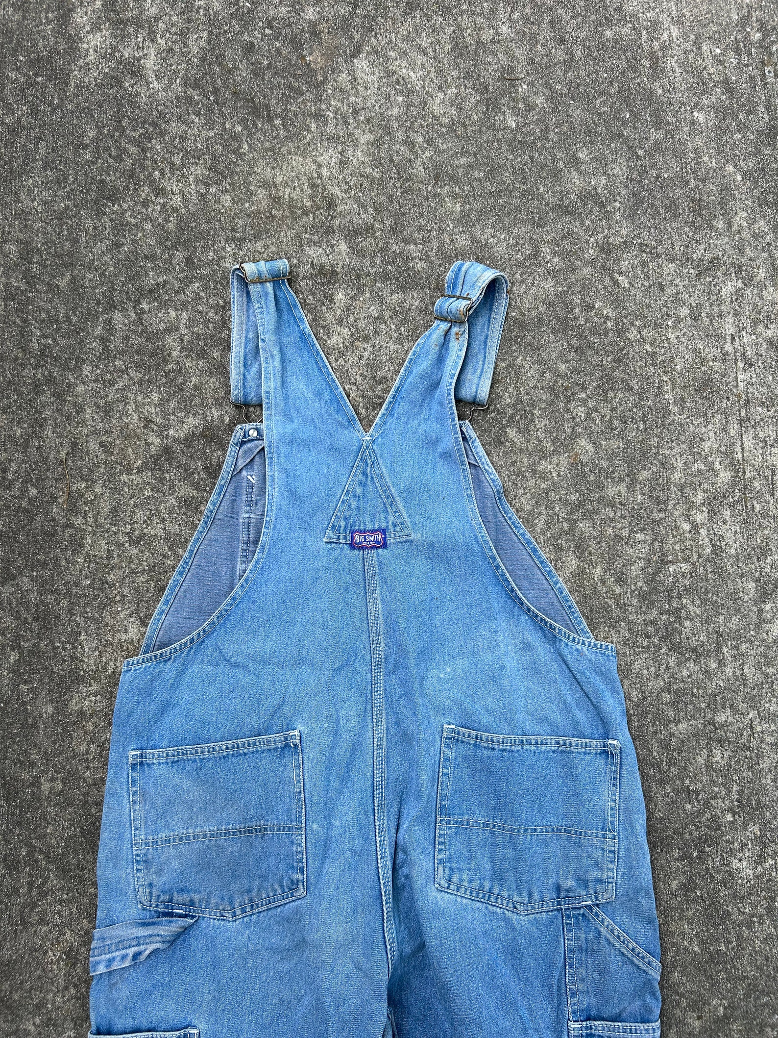 Big Smith Cotton Denim 36x30 Overalls. Zipper Front. Stained and Faded ...