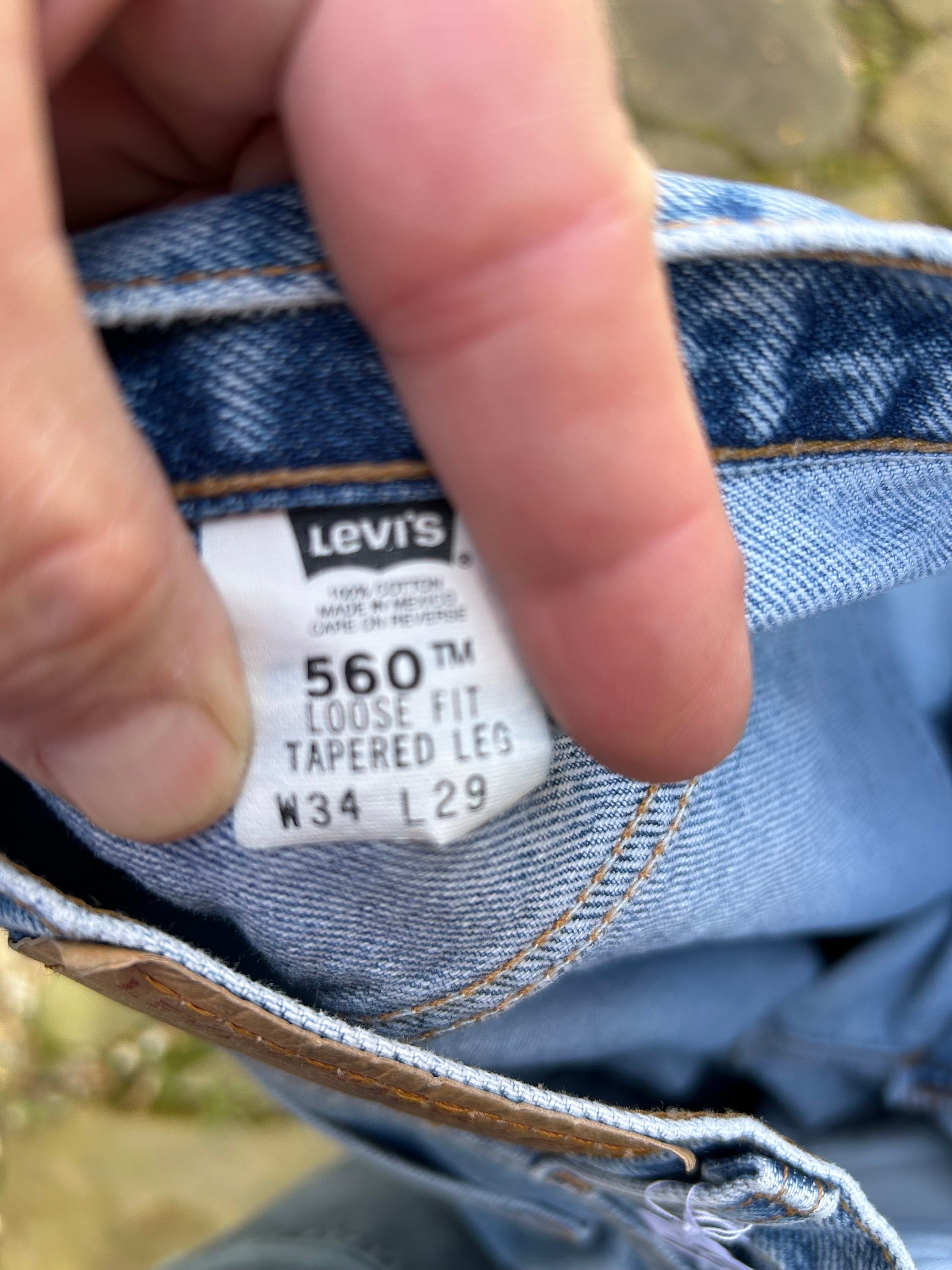 Vintage Levis 560 32x29 Loose Fit Tapered Leg tag 34x29 100% Cotton ...