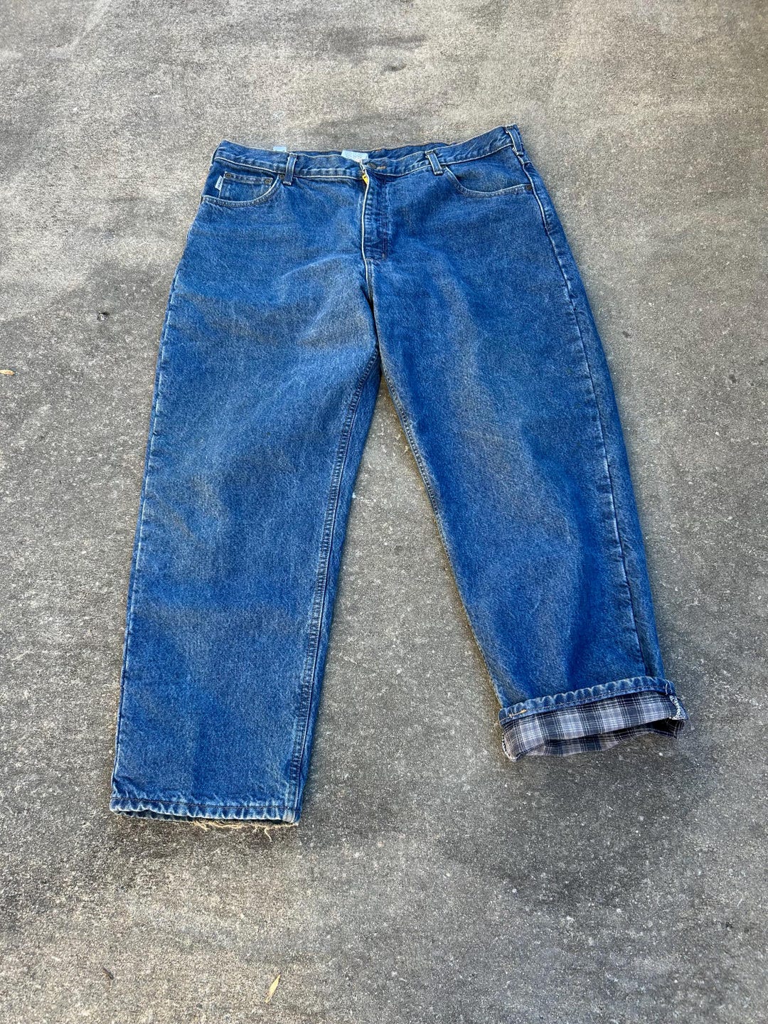 Carhartt Denim B172 DST 40x29.5(tag 42x30) 100% Cotton Flannel Lined ...