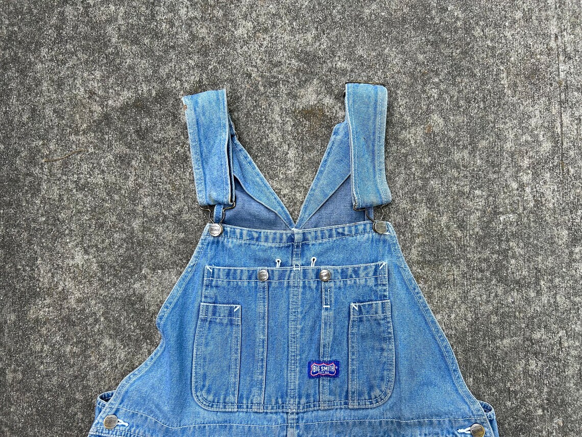 Big Smith Cotton Denim 36x30 Overalls. Zipper Front. Stained and Faded ...