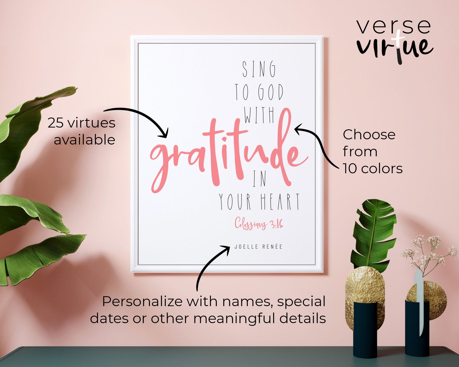 GRATITUDE Bible Verse Wall Art Personalized Christian Gift - Etsy