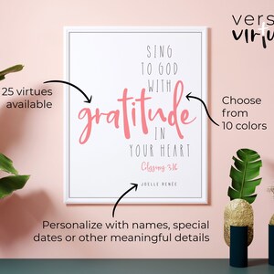GRATITUDE Bible Verse Wall Art Personalized Christian Gift - Etsy