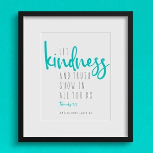 KINDNESS Bible Verse Wall Art Personalized Christian Gift - Etsy