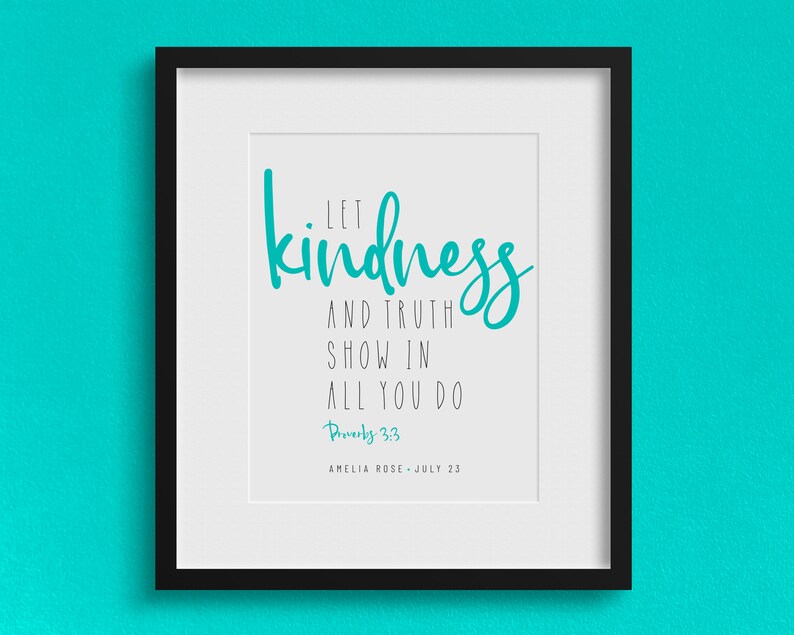 KINDNESS Bible Verse Wall Art Personalized Christian Gift - Etsy