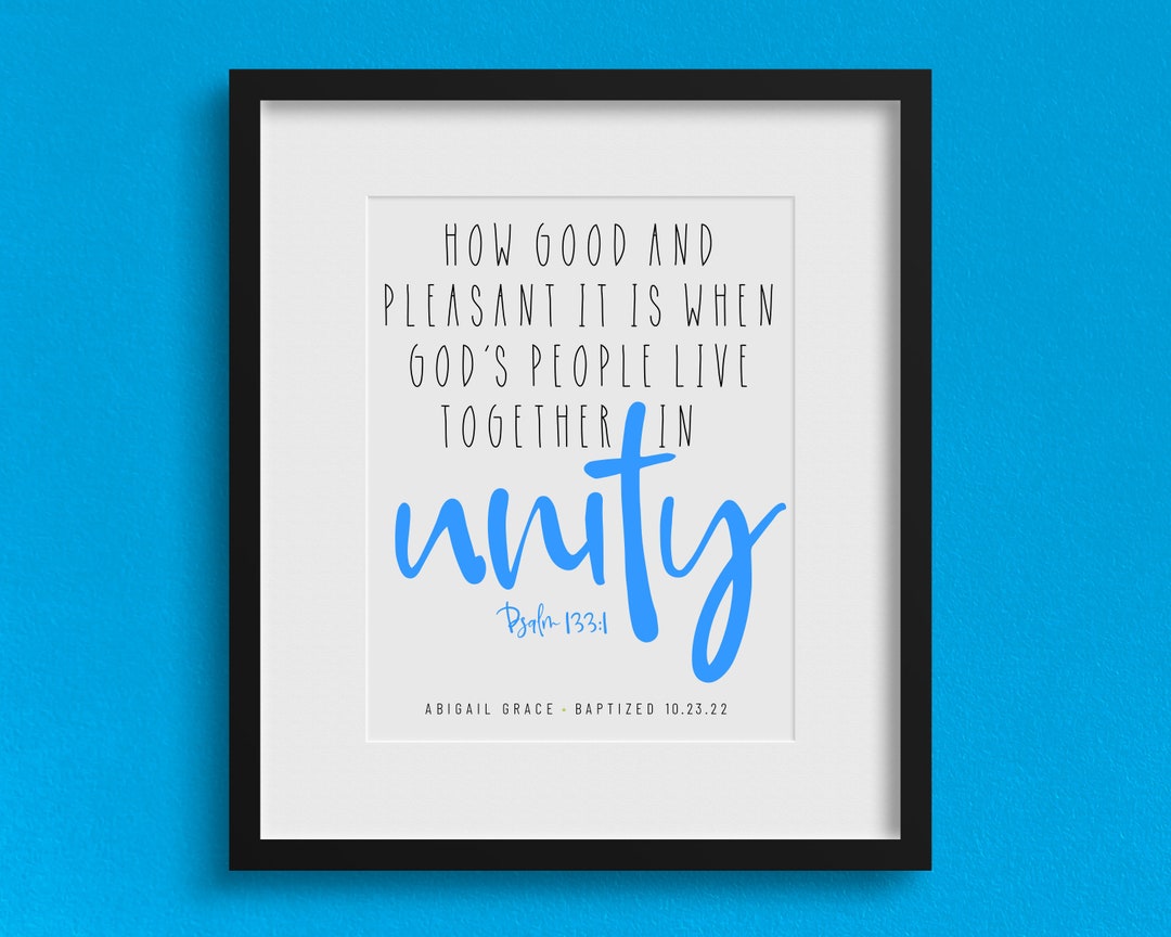 UNITY Bible Verse Wall Art Personalized Christian Gift Psalm 133:1 ...