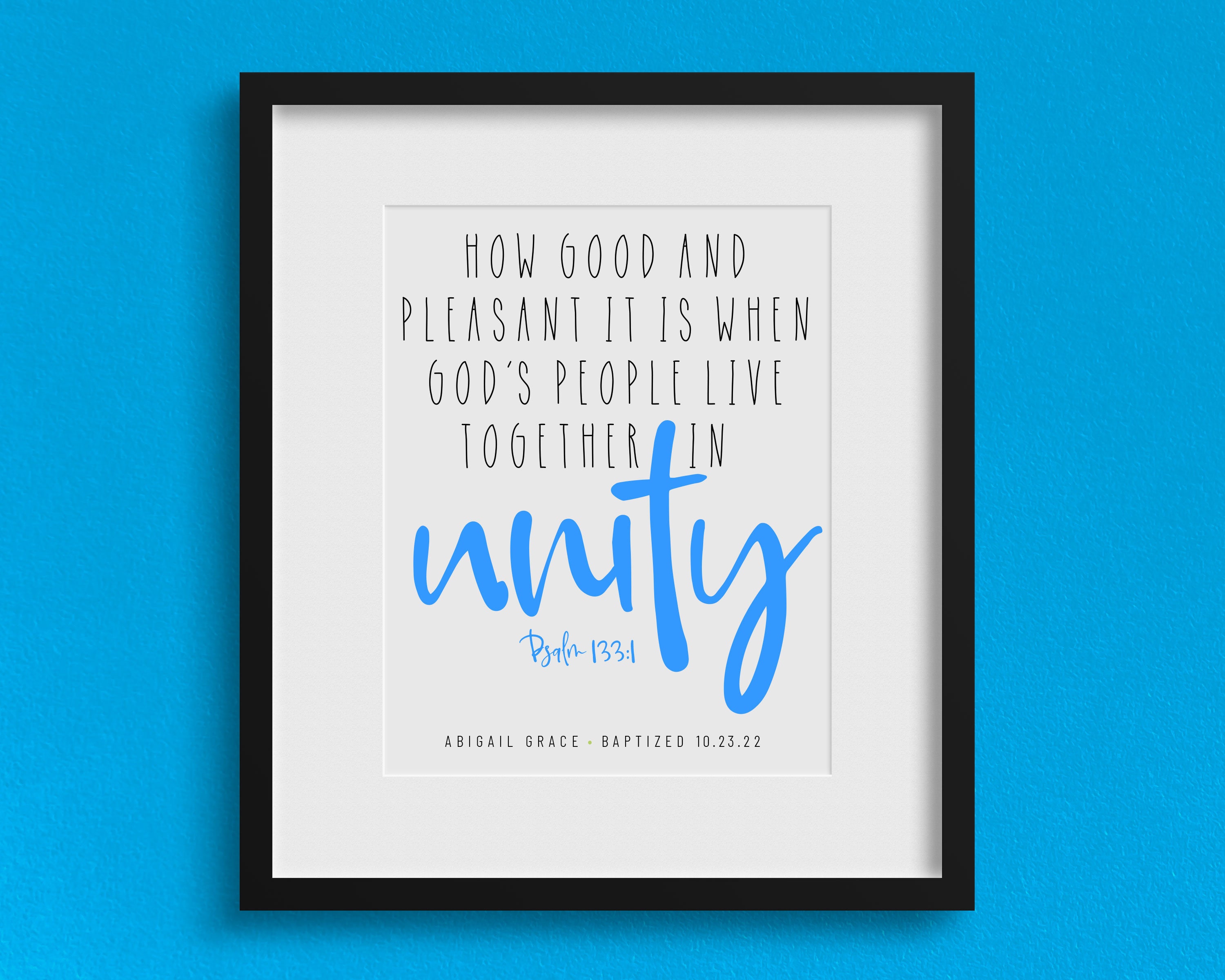 UNITY Bible Verse Wall Art Personalized Christian Gift Psalm 133:1 ...