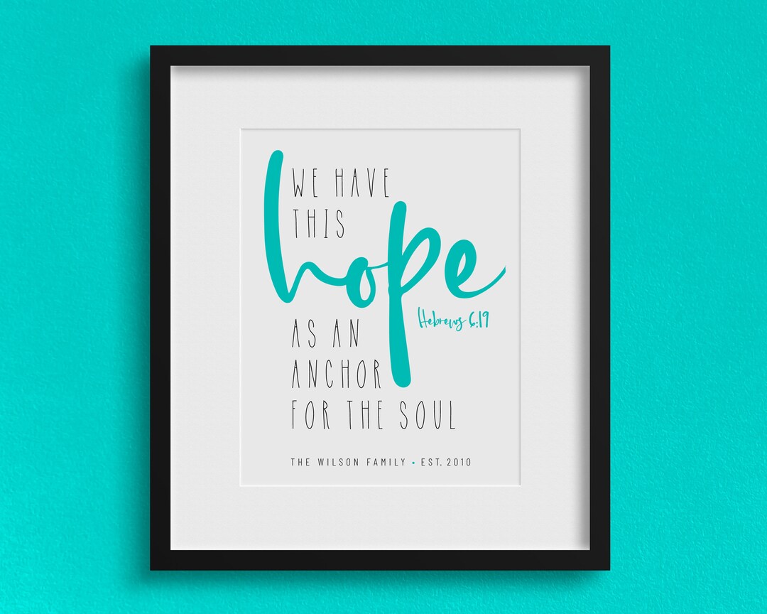 HOPE Bible Verse Wall Art • Personalized Christian Gift • Hebrews 6:19 ...