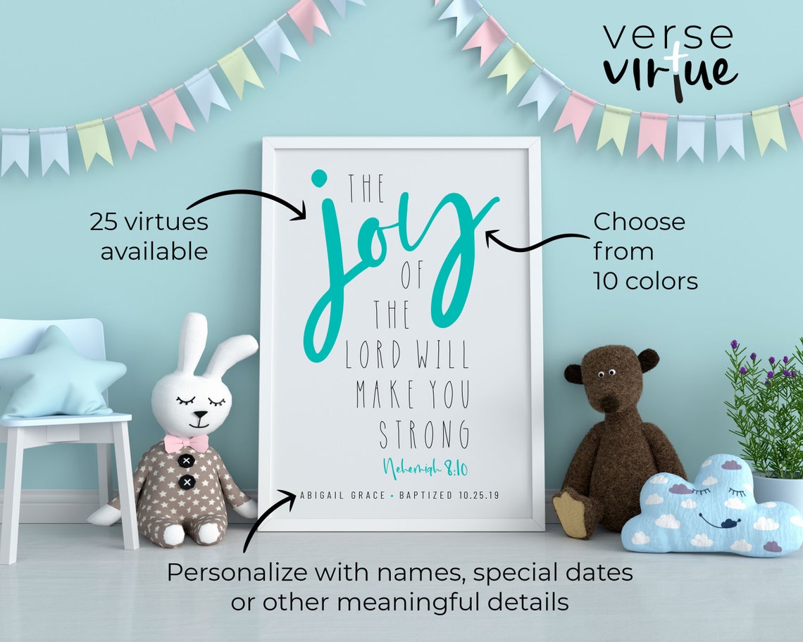 JOY Bible Verse Wall Art Personalized Christian Gift - Etsy