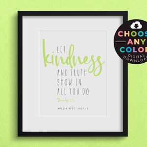 KINDNESS Bible verse wall art Personalized Christian gift | Etsy