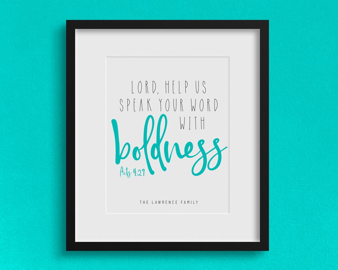 BOLDNESS Bible Verse Wall Art Personalized Christian Gift Acts 4:29 ...