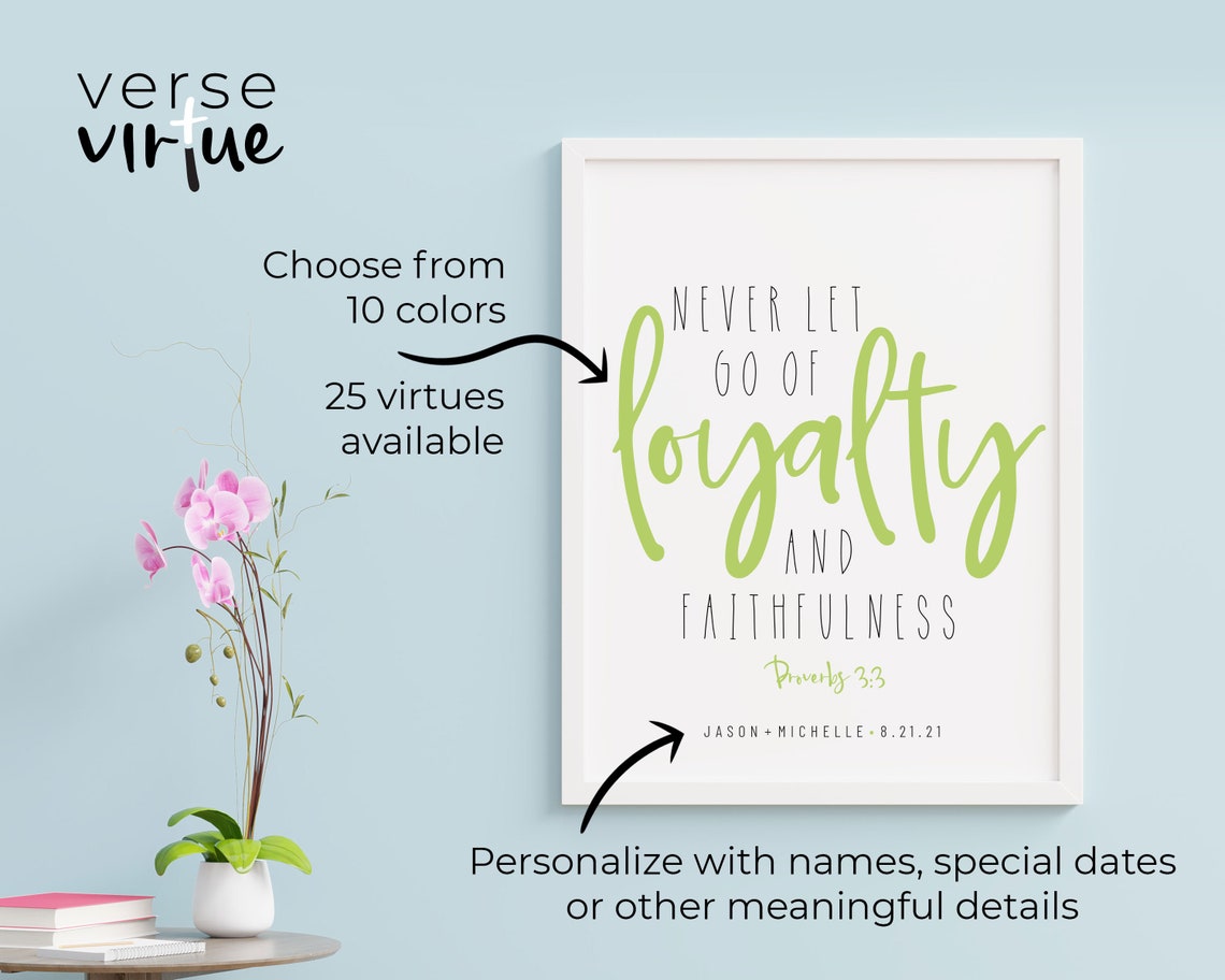 LOYALTY Bible Verse Wall Art Personalized Christian Gift Proverbs 3:3 ...