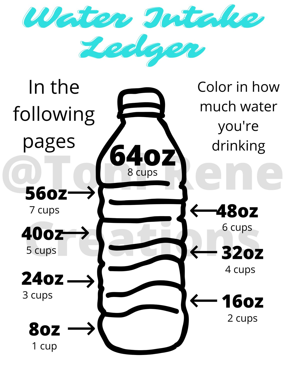 Water Intake DIGITAL DOWNLOAD Water Tracker Worksheet | Etsy