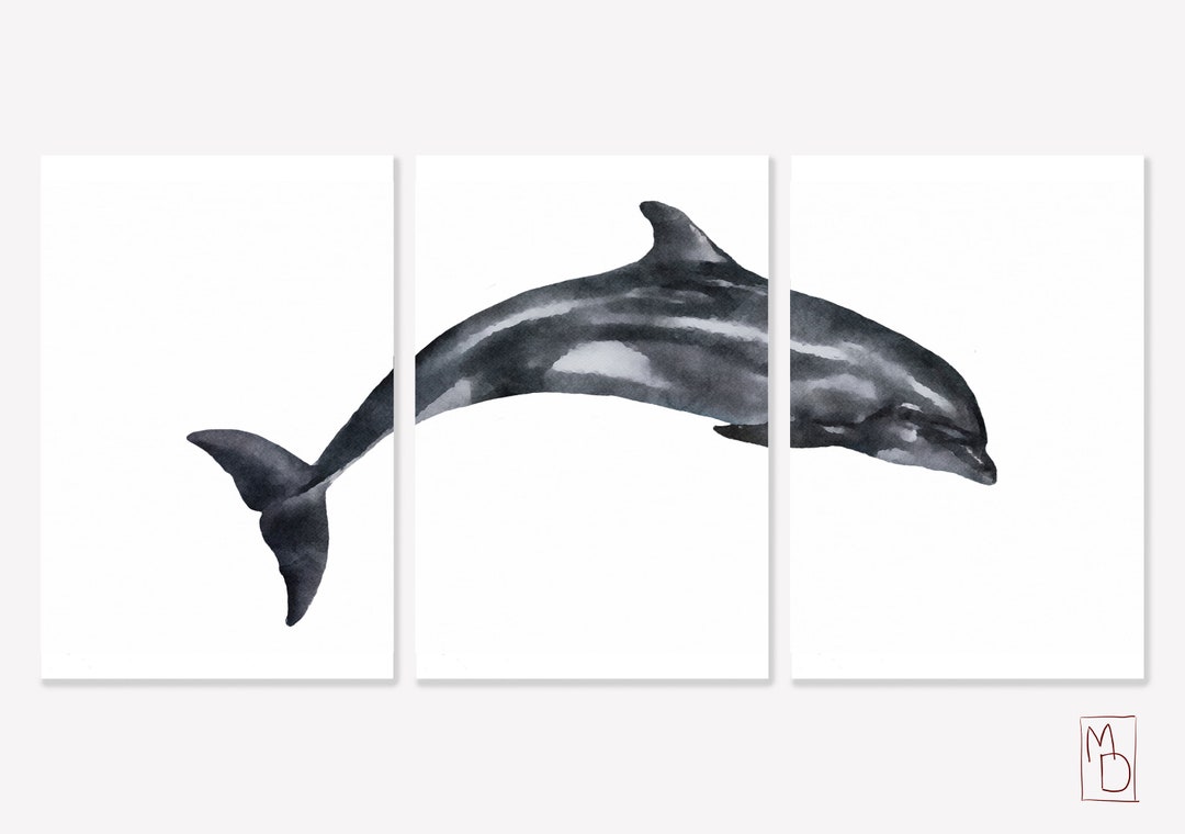 Dolphin Print, Art SET OF 3, Printable Wall Art, Dolphin Poster ...