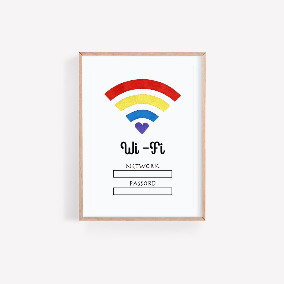 Rainbow Wifi Password Sign, Guest Room Wall Art (instant Download) - Etsy