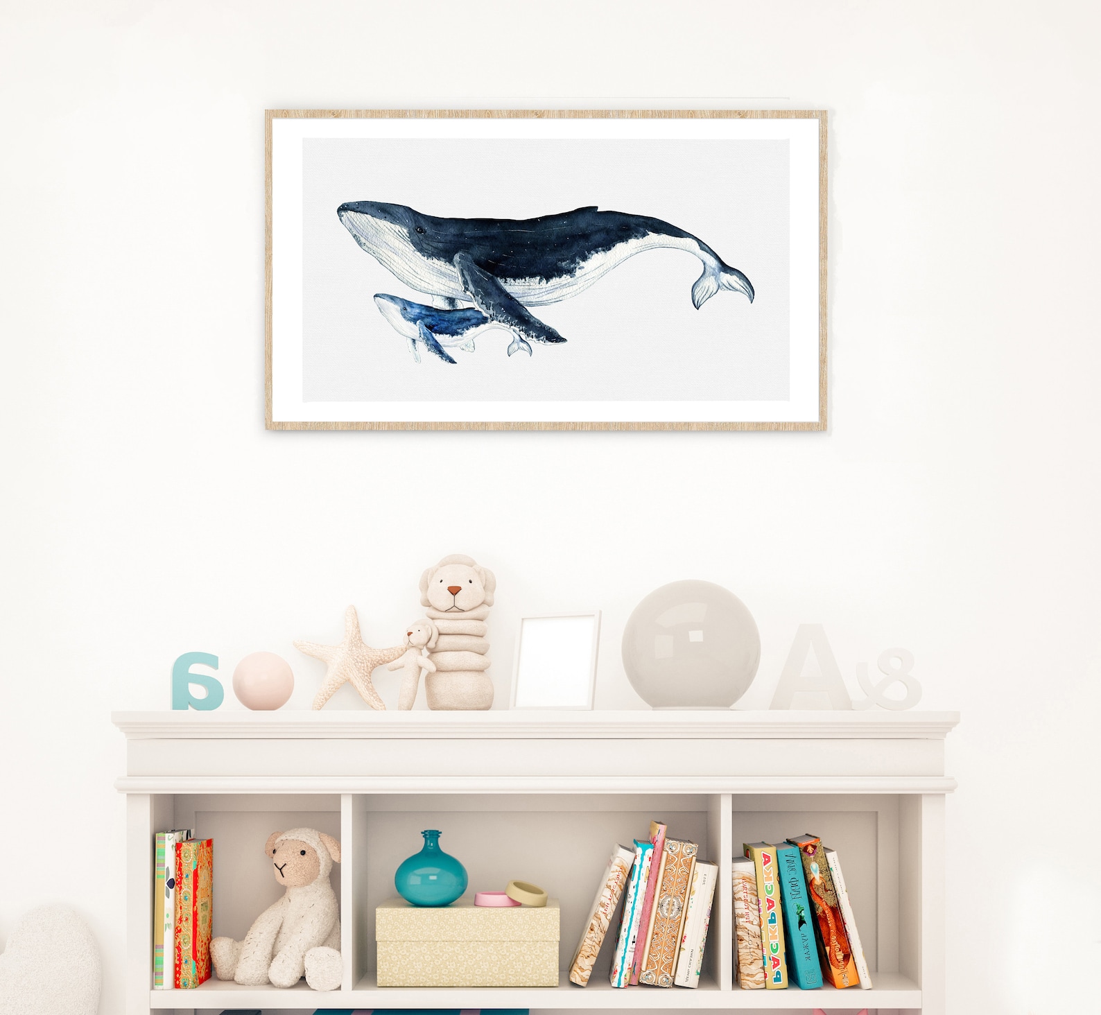 Humpback Whale Whale With Baby Whale Art Print Watercolor - Etsy
