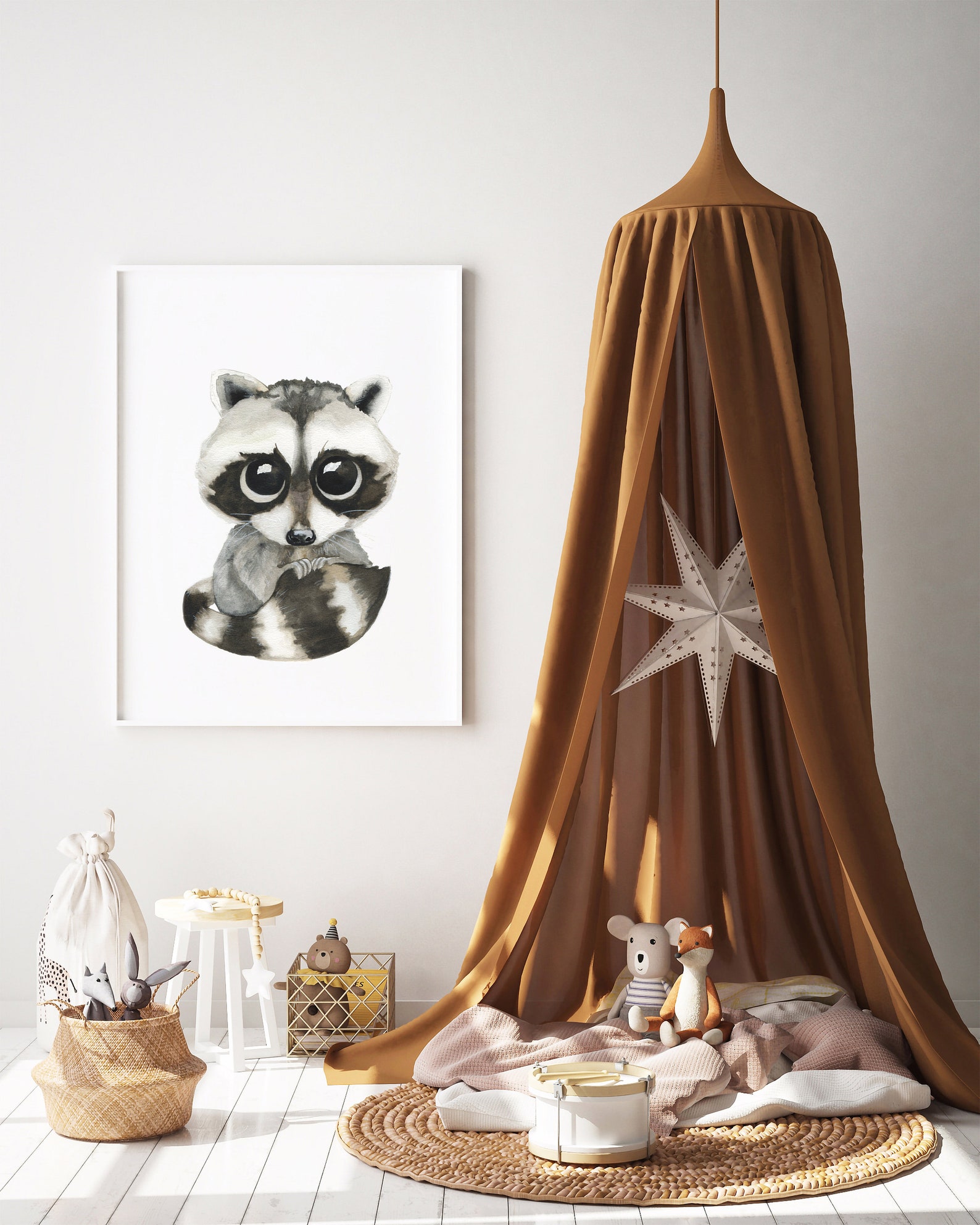 Baby Raccoon Poster Forest Animal Print Woodland Baby Animal - Etsy