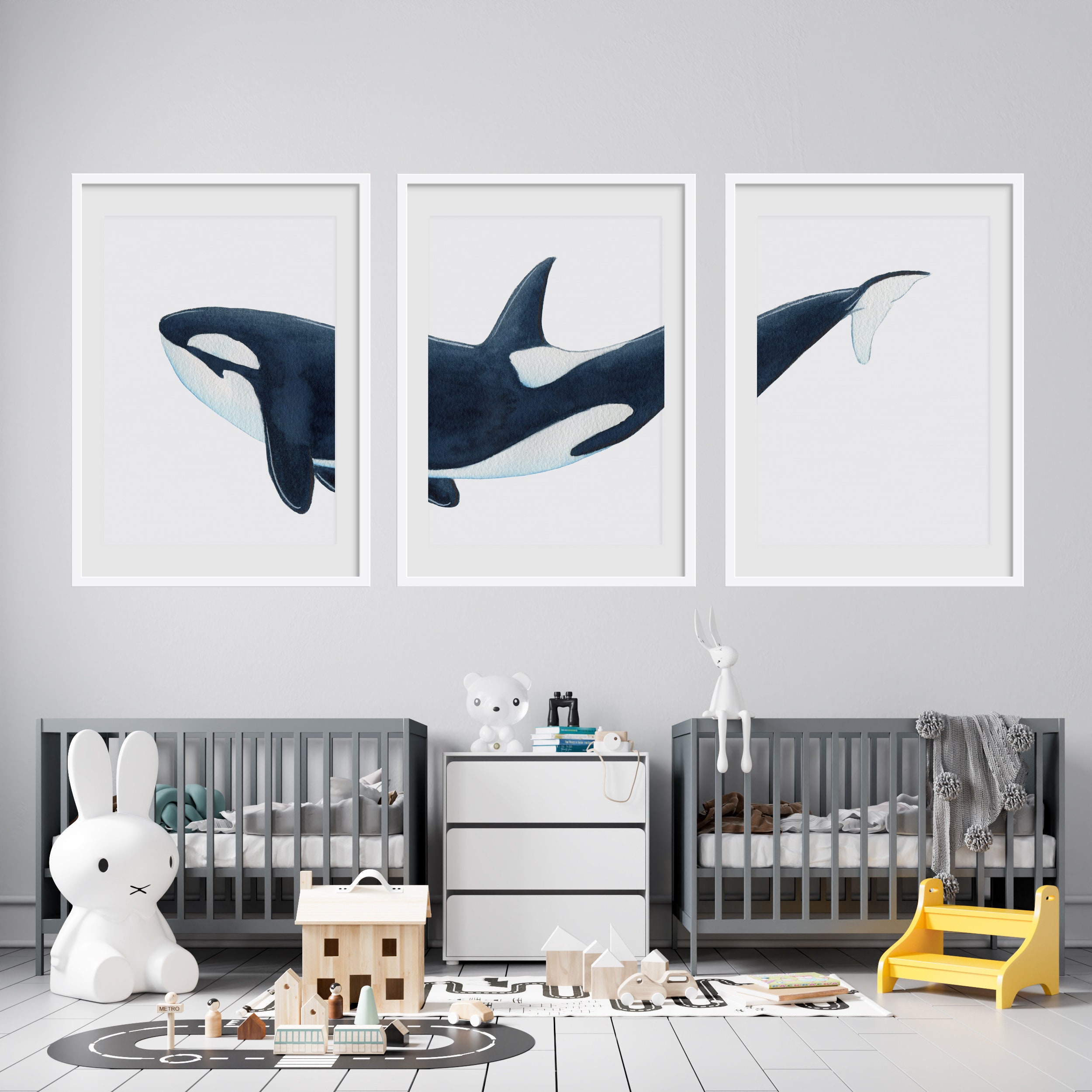 Vertical Whale Poster Art SET OF 3 Printable Wall Art | Etsy