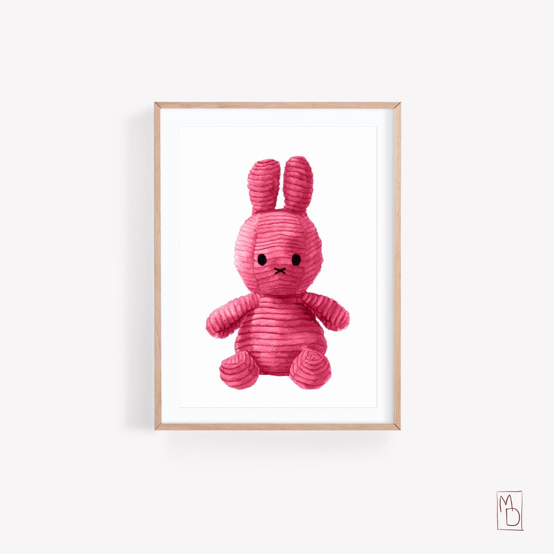 Pink Miffy, Nijntje Bunny, Bunny Toy Art, Wall Art Ideas, Nursery Art ...