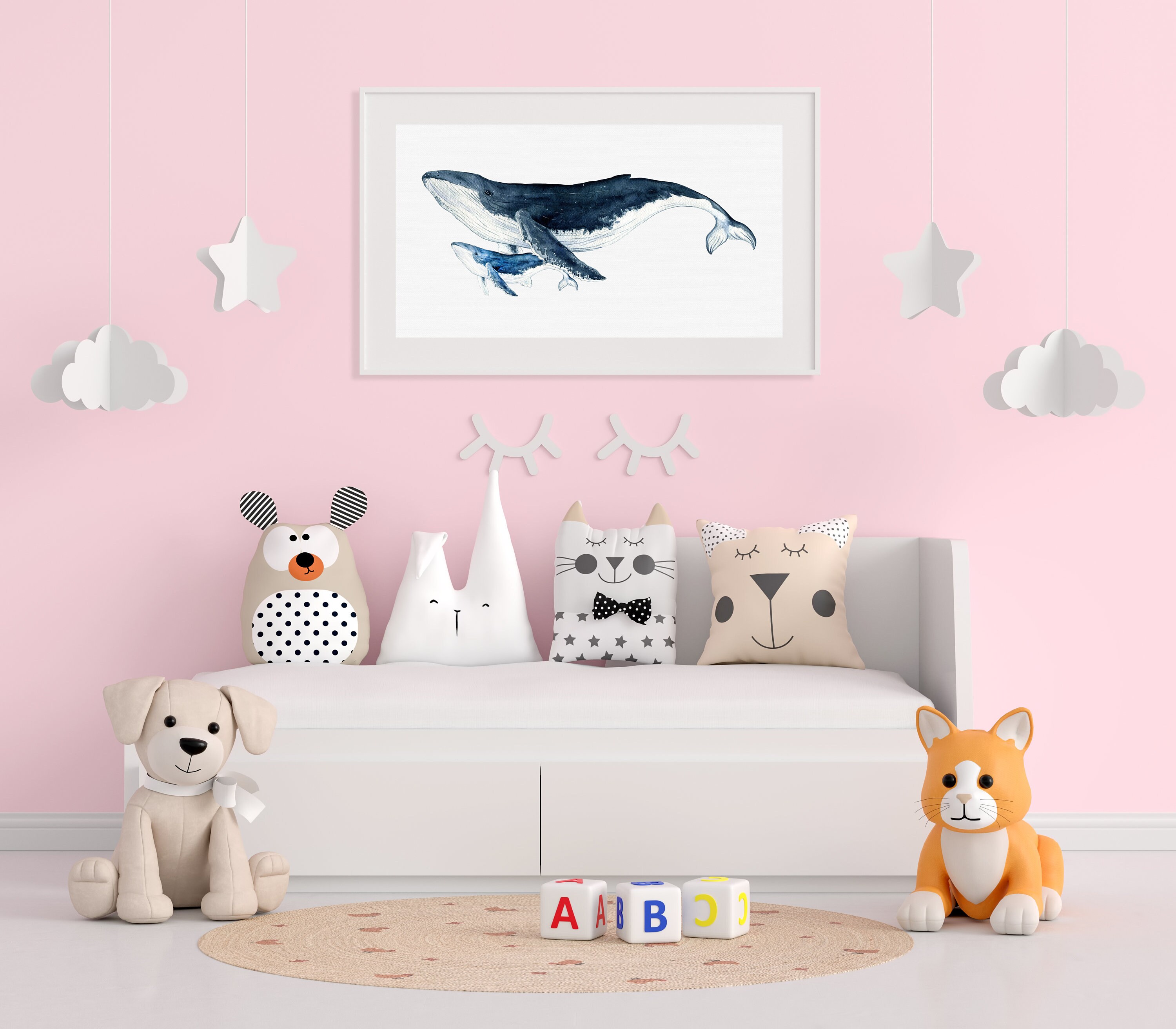 Humpback Whale Whale With Baby Whale Art Print Watercolor | Etsy