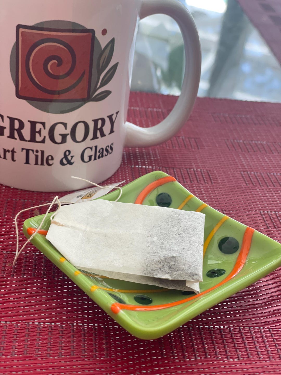 Handmade Fused Glass Tea Bag Holder: Green Dotted Trinket Dish, 3 ...