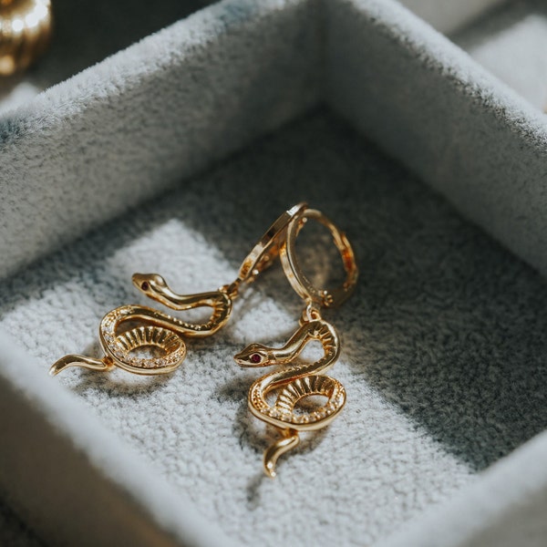 Gold Snake Earrings - Etsy