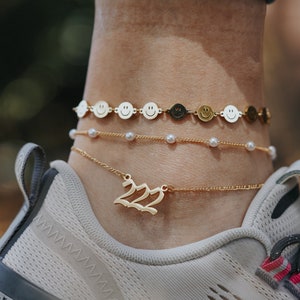 Angel Number Anklet by Babeina, 111 222 333 444 555 777 999 888 Anklet ...