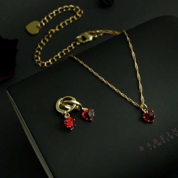 Red Necklace Set - Etsy