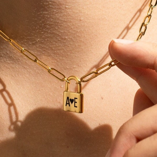 Initial Lock for Necklace - Etsy