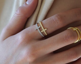 Sideway Cross Ring - Etsy