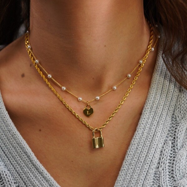 Layer 2 Initial Necklace - Etsy