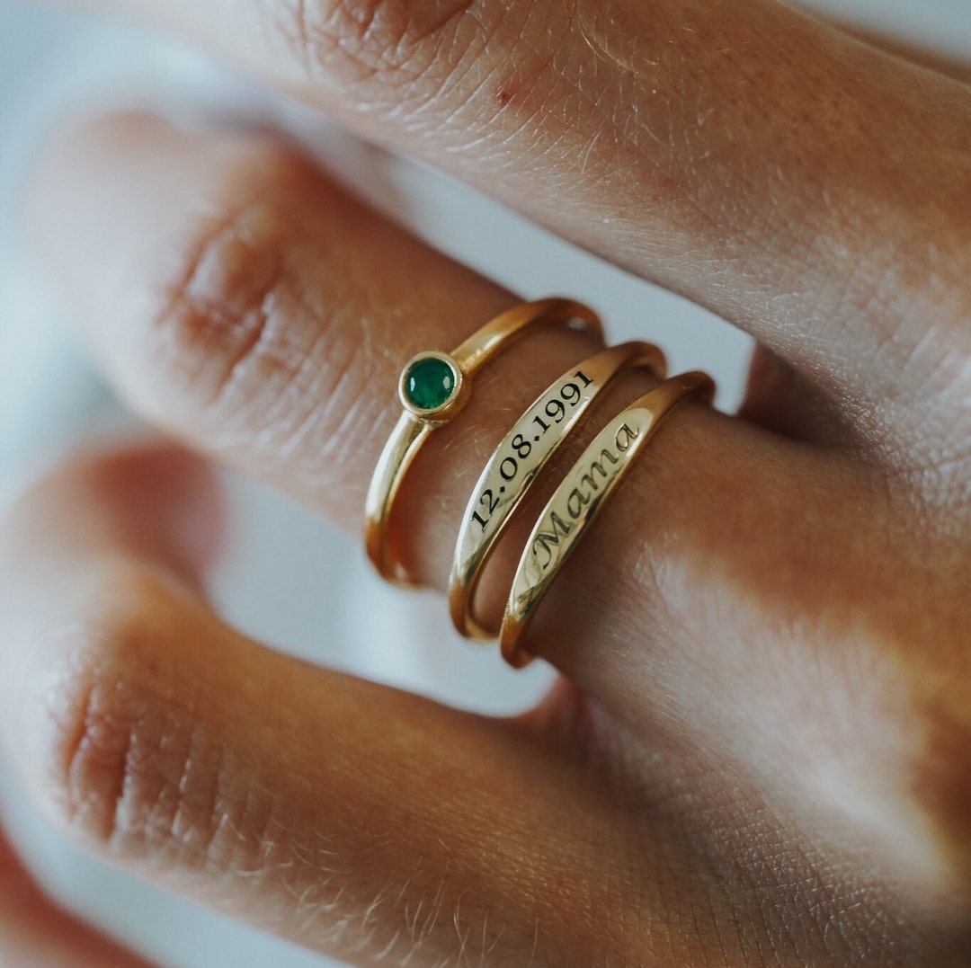 Personalized Name Ring, Custom Delicate Name Ring, Stackable Name Rings ...