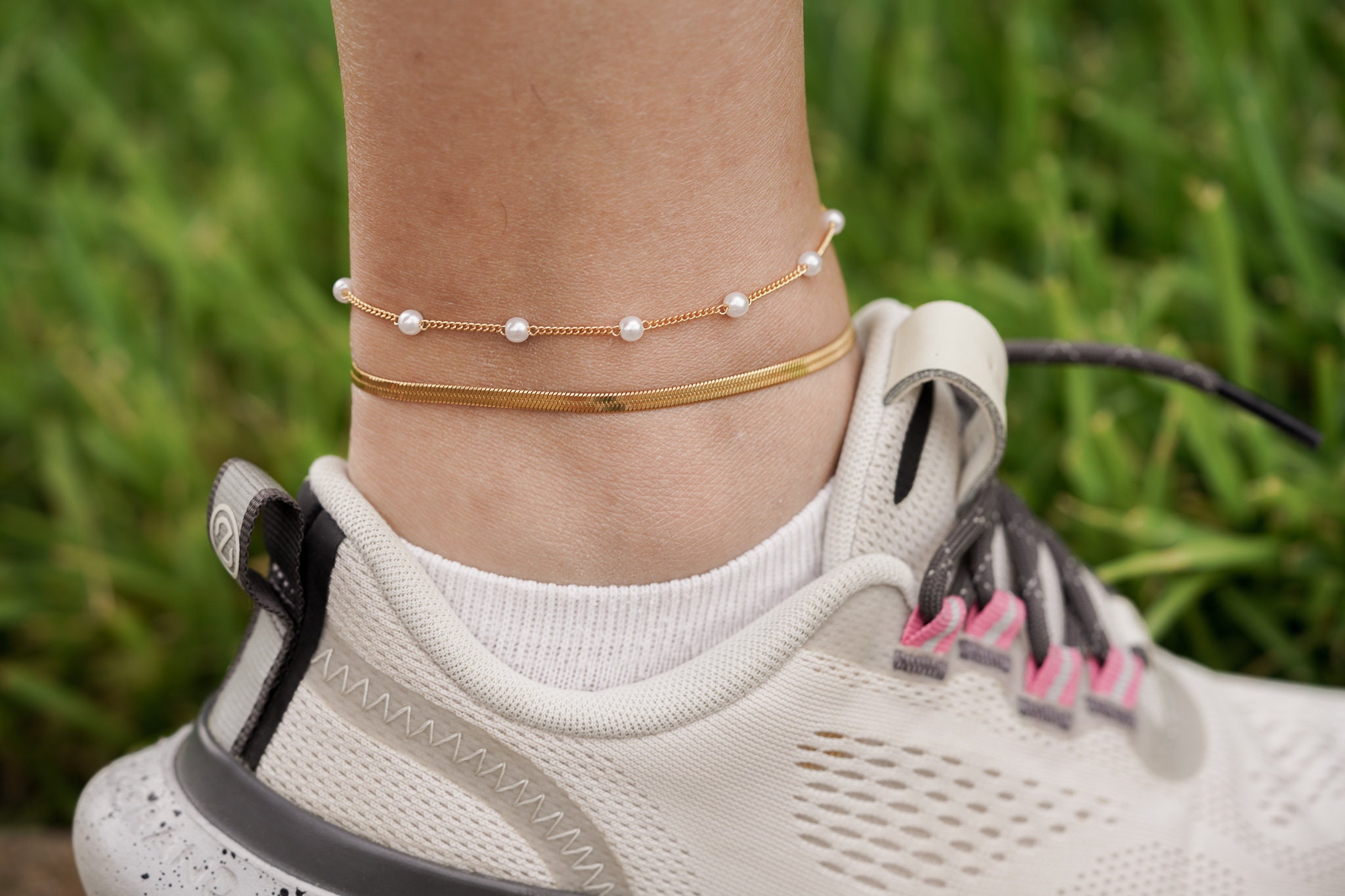 18K Gold Herringbone Anklet • 3mm Herringbone Anklet • Snake Chain ...