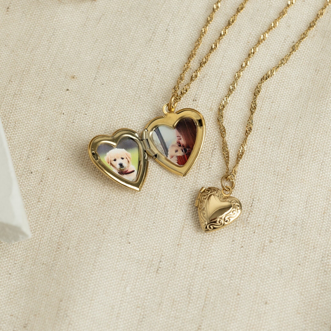 Heart Locket Necklace With Photo, Big Heart Locket, Vintage Locket ...