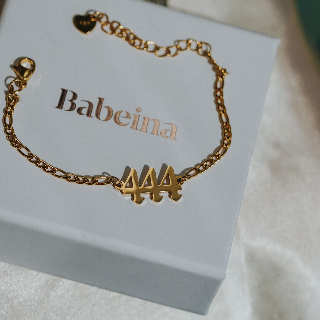 18K Gold Angel Number Bracelet, Personalized Gift, Pearl Angel Numbers ...