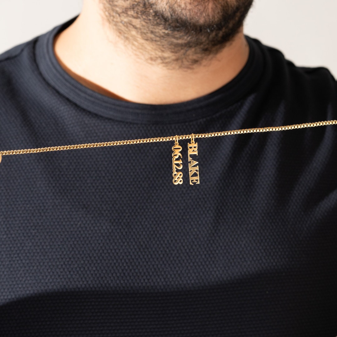 Name Necklace for Men, Multiple Name Necklace for Dad, Custom Nameplate ...