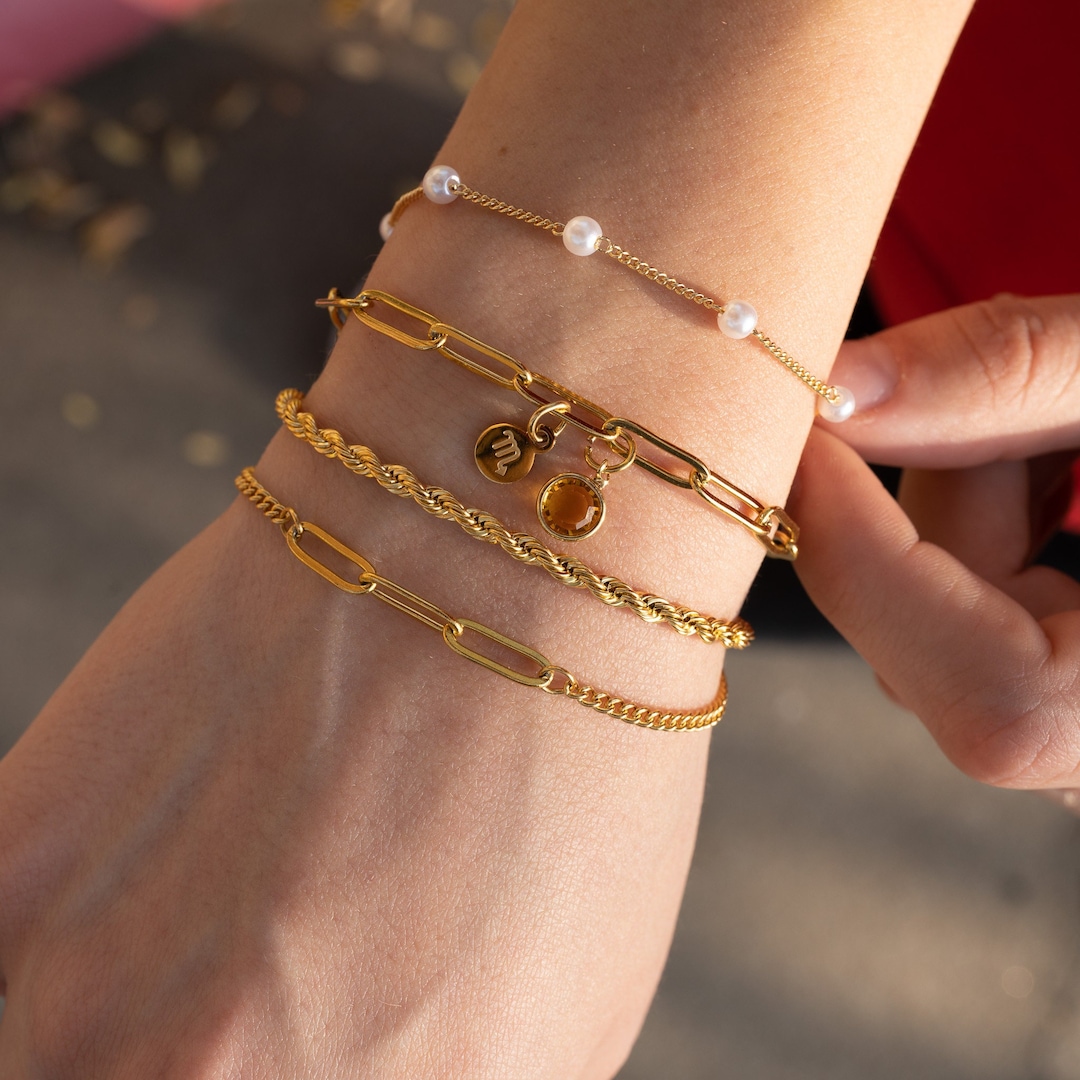 Minimalist Bracelet Chains, Zodiac Birthstone Bracelet, Rope Bracelet ...