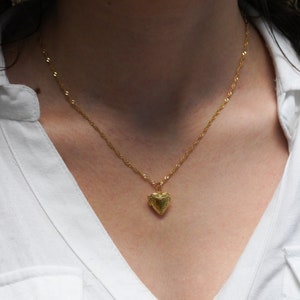 Gold Heart Locket Necklace, Heart Earrings, Hoops, Huggies, SET, Dainty ...